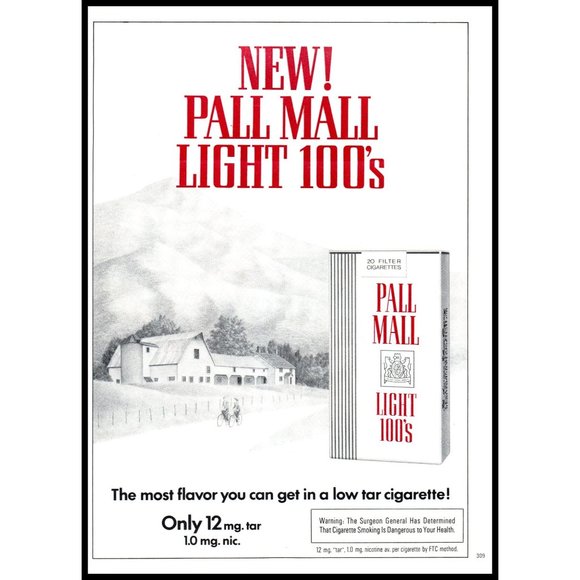 Pall Mall | Art | 978 Pall Mall Lights Cigarettes Vintage Print Ad ...